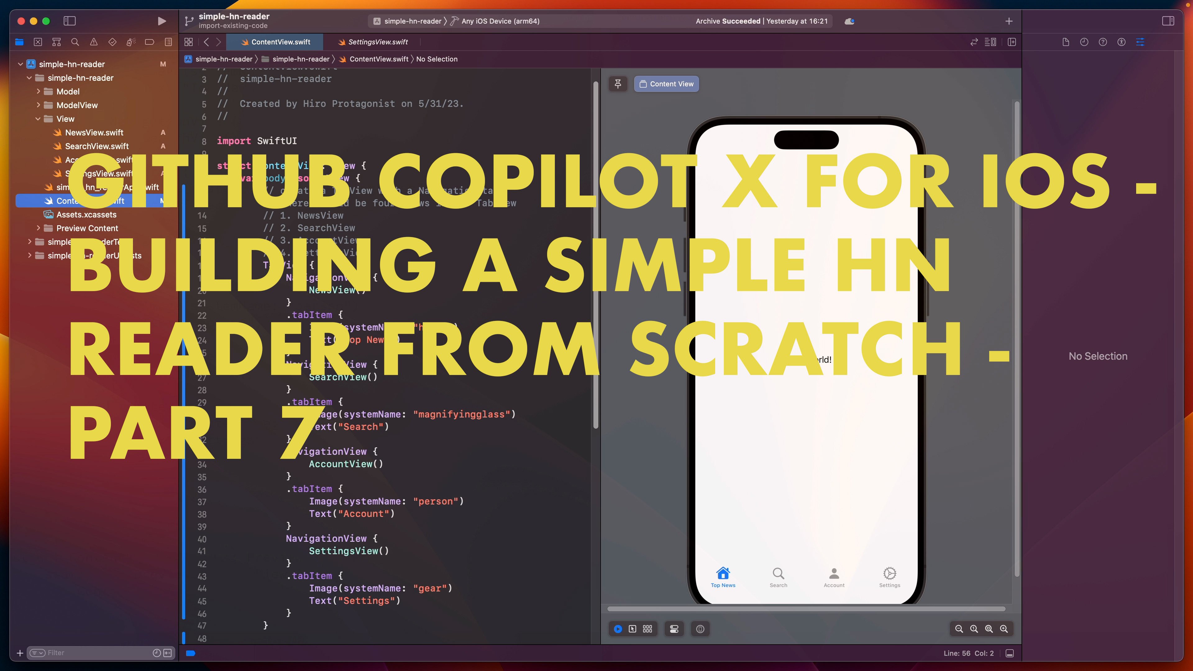 Building A Simple Hn Reader For Ios With Github Copilot Part 7 Reimport Code Dont Panic
